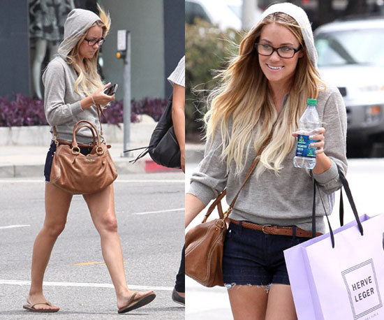 Lauren Conrad Shopping at Herve Leger in LA Wearing Vince Hooded ...