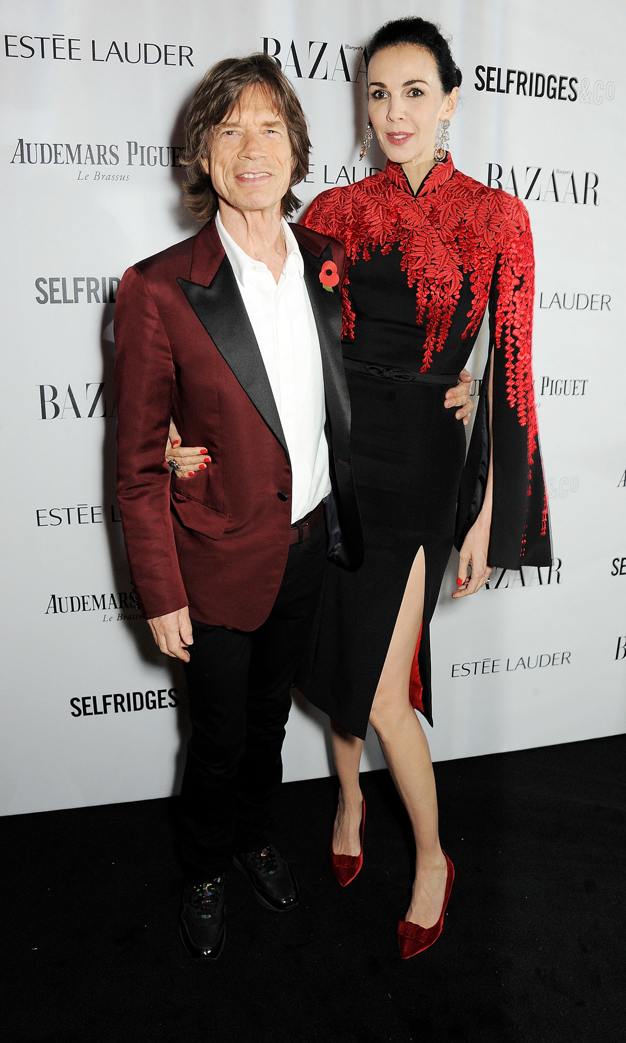 Mick Jagger and L'Wren Scott posed for photos at the Harper's Bazaar ...