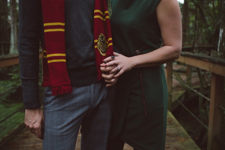 Gryffindor Vs Slytherin Harry Potter Engagement Shoot Popsugar Love And Sex Photo 39
