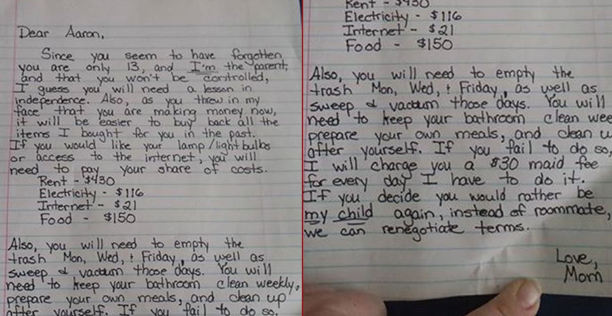 Mom Teaches Son a Lesson With Tough Love Letter | PS Family