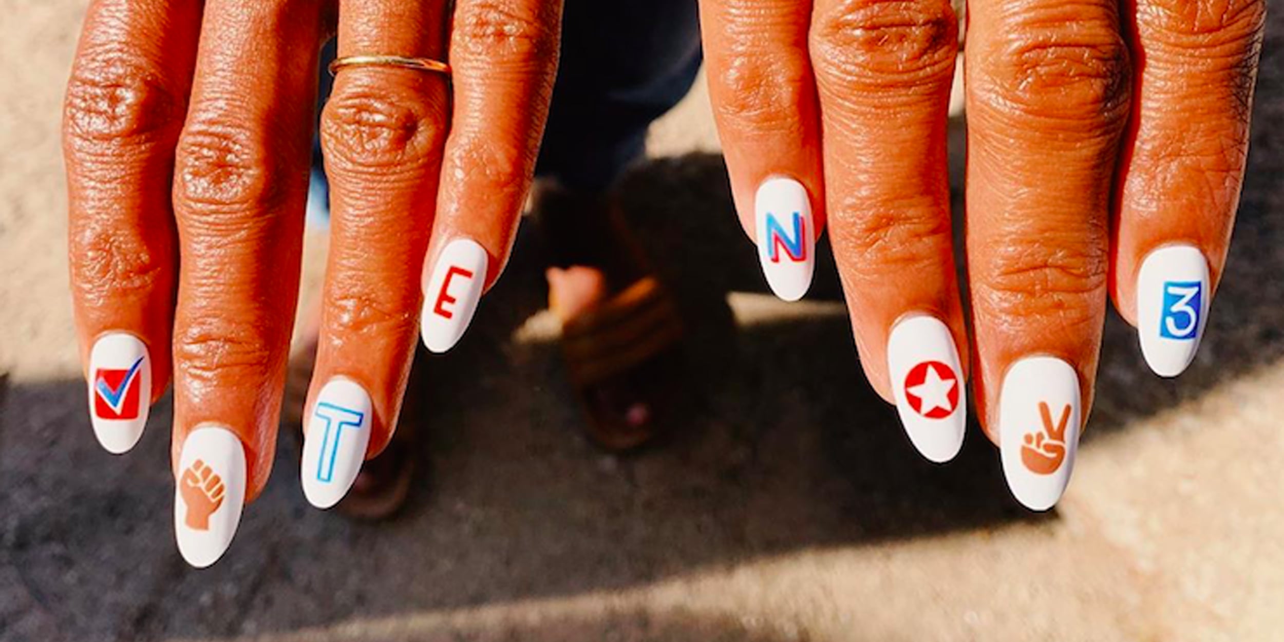 Kerry Washington's 2020 Election-Themed Nail Art | PS Beauty