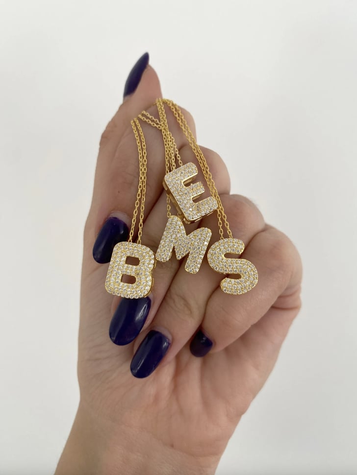 Shop a Bubble-Initial Necklace From Etsy | Hailey Bieber's Bubble B ...