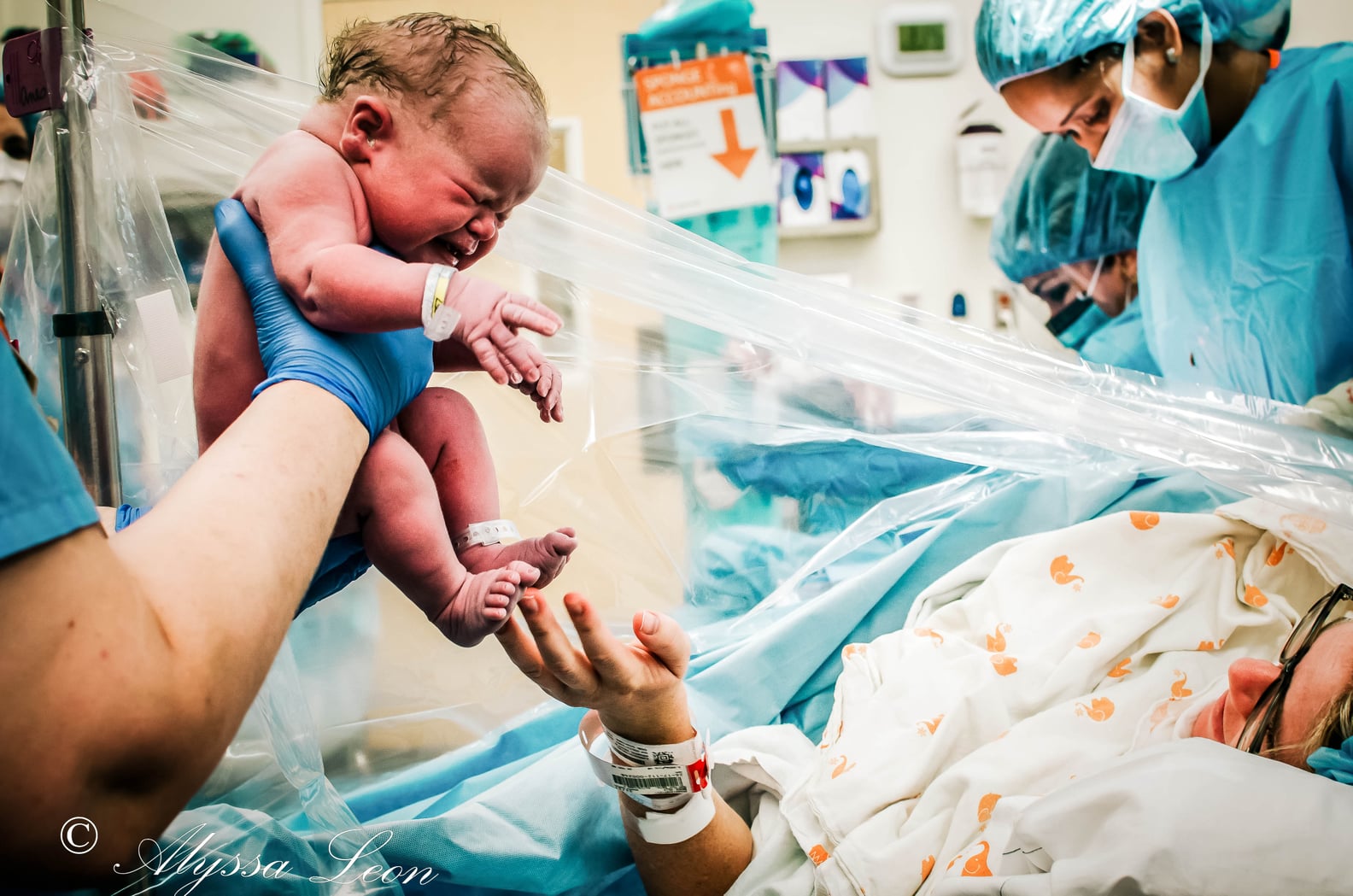 Clear Drapes Family Centered C-Section Birth Photos | PS Family