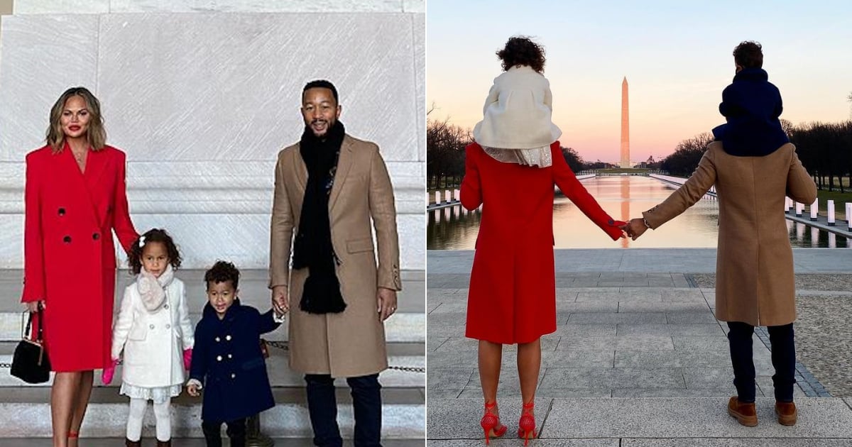 Chrissy Teigen and Her Kids Wear Red, White, and Blue Coats | PS Fashion