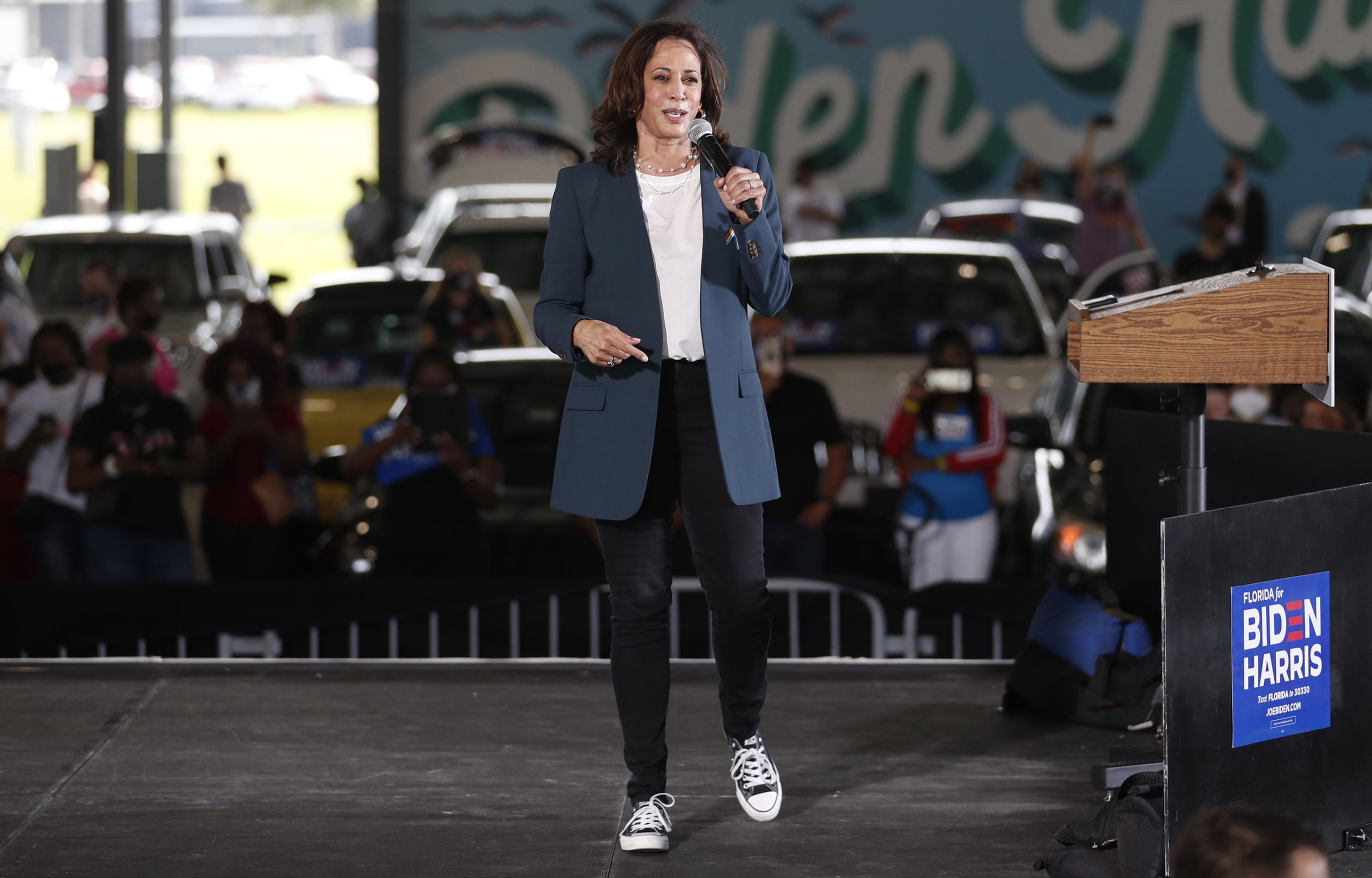 Kamala Harris Dances in the Rain Wearing Converse Sneakers | PS Fashion
