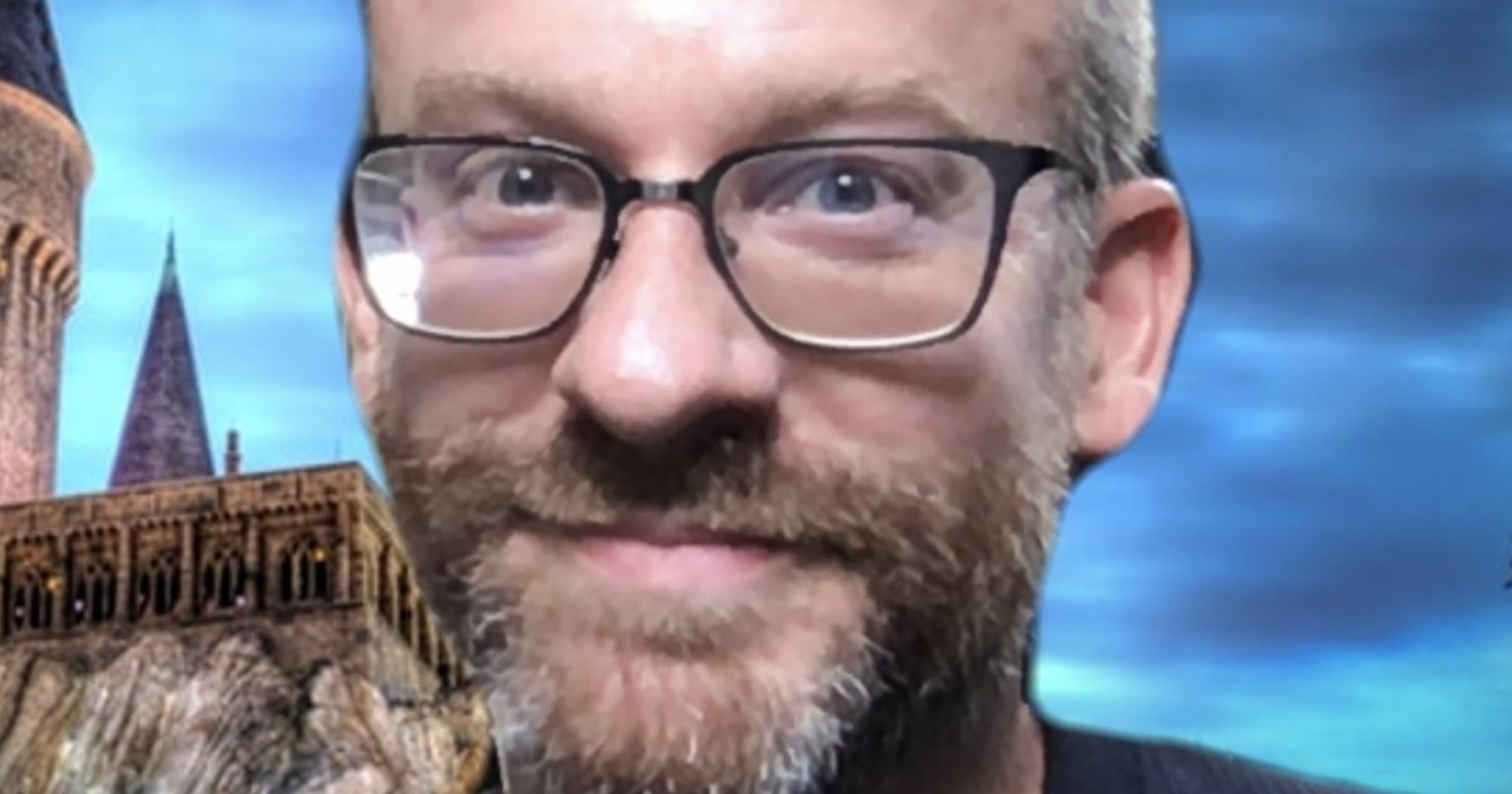 Professor Teaching in Front of Virtual Hogwarts Backdrop | PS Family