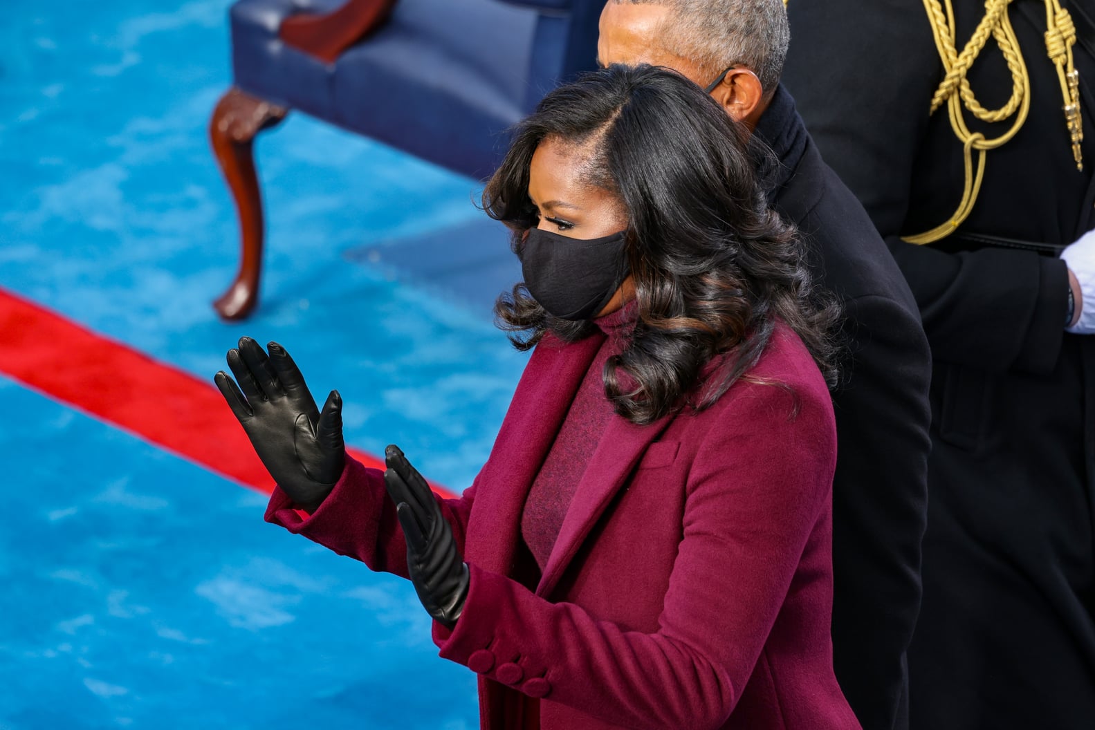 Michelle Obama's Plum Sergio Hudson Suit on Inauguration Day | PS Fashion