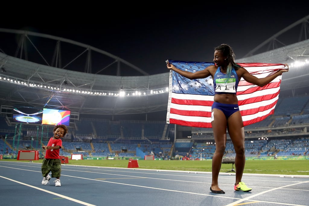 Nia Ali And Son Titus At The Summer Olympics 2016 Popsugar Celebrity