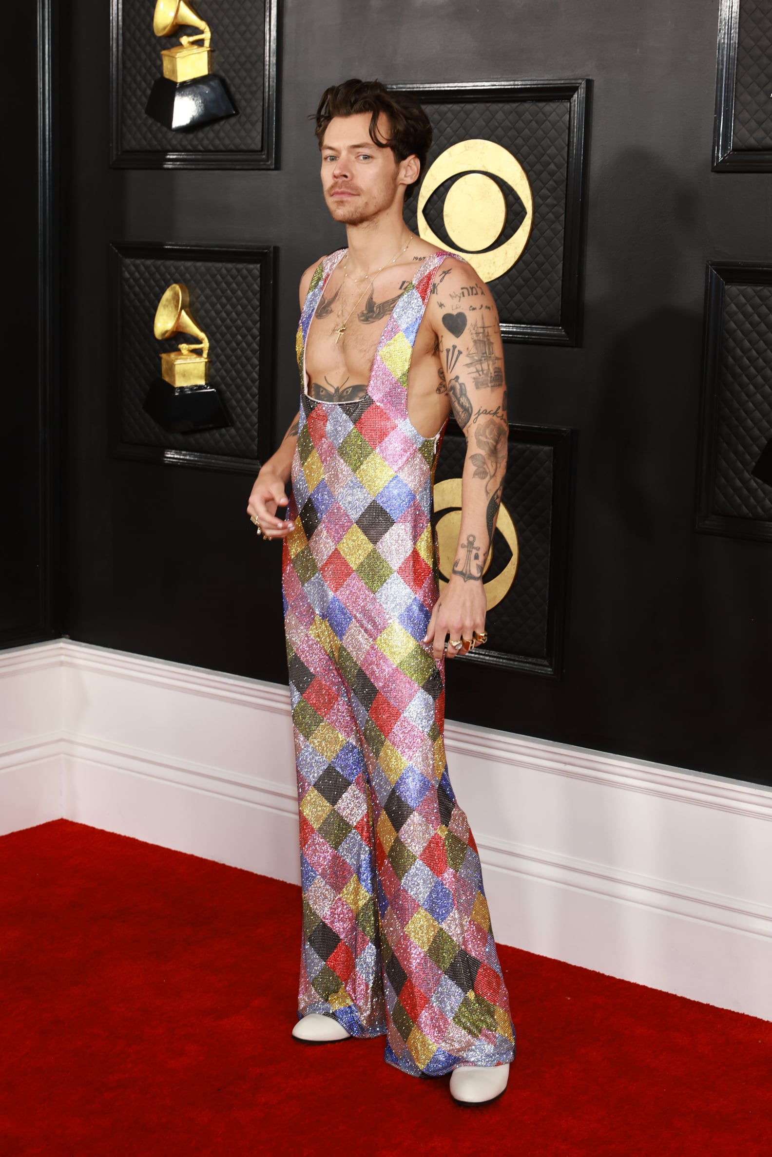Harry Styles's Egonlab Crystal Jumpsuit at Grammys 2023 | PS Fashion