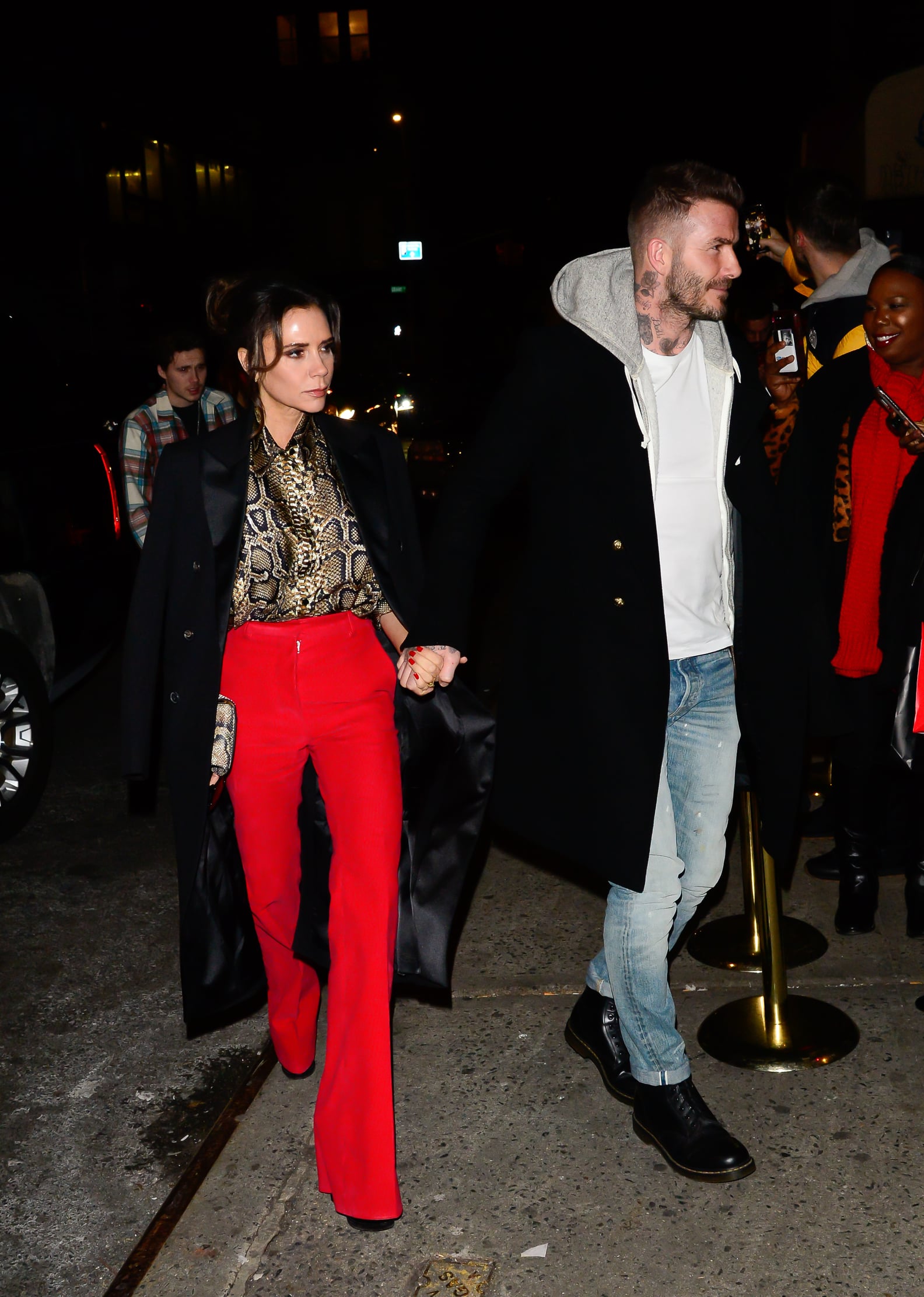 Victoria Beckham Red Pants and Snakeskin Blouse January 2019 | PS Fashion