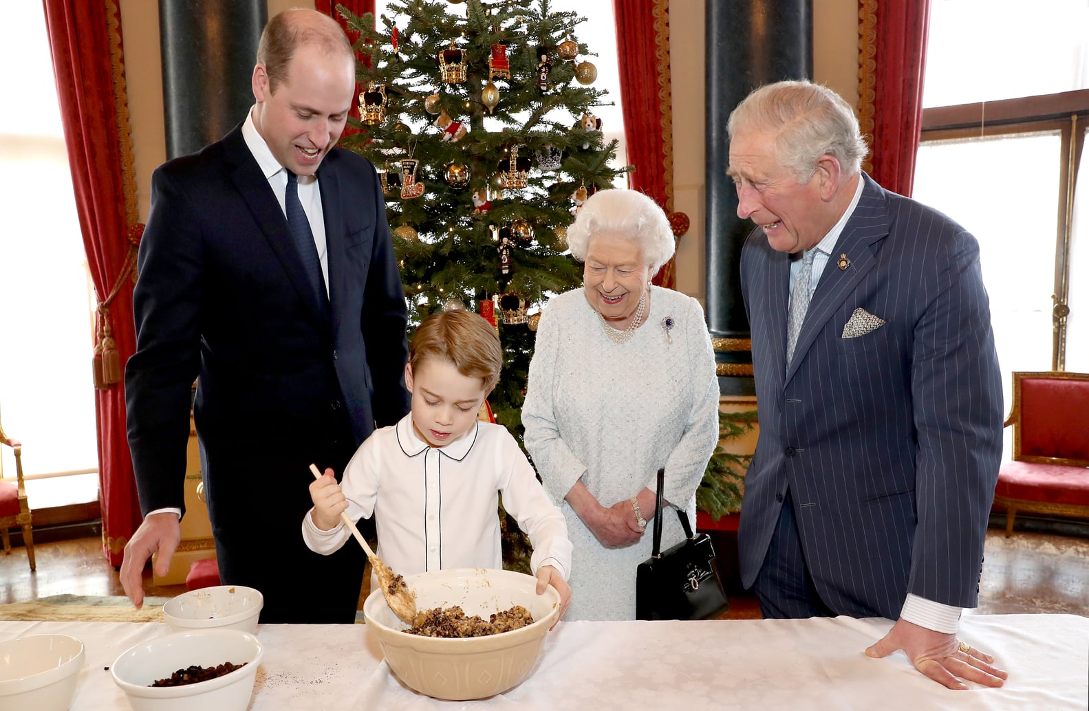 Prince George Makes Christmas Puddings With the Queen | POPSUGAR Celebrity
