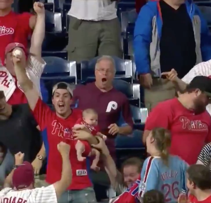 Dad Catches Home Run Baseball While Holding Baby | POPSUGAR Family