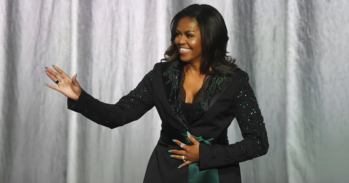 Michelle Obama Black Suit by Dundas on Becoming Tour | POPSUGAR Fashion