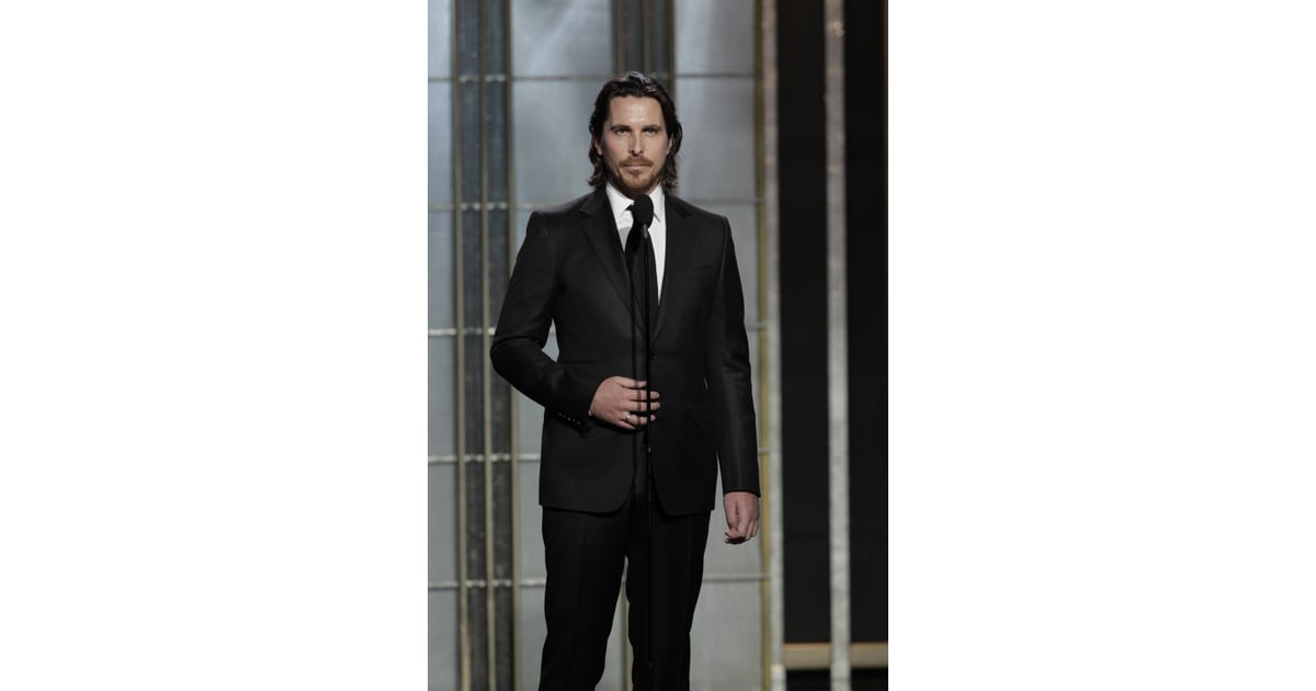 Christian Bale wore a classic black suit. | 2013 Golden Globes ...