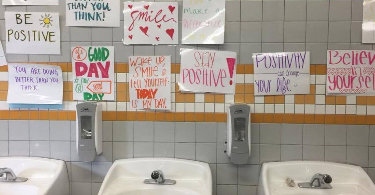 School Replaces Girls' Bathroom Mirrors With Positive Signs | POPSUGAR ...