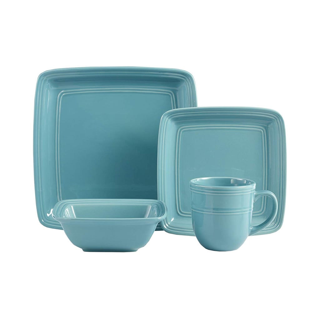 Square Turquoise 16-Piece Dinnerware Set | Teal Kitchen Appliances and ...