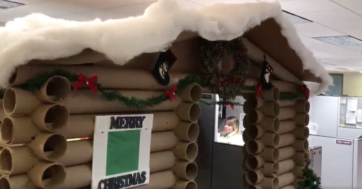 Woman Decorates Cubicle Like a Log Cabin | POPSUGAR Smart Living