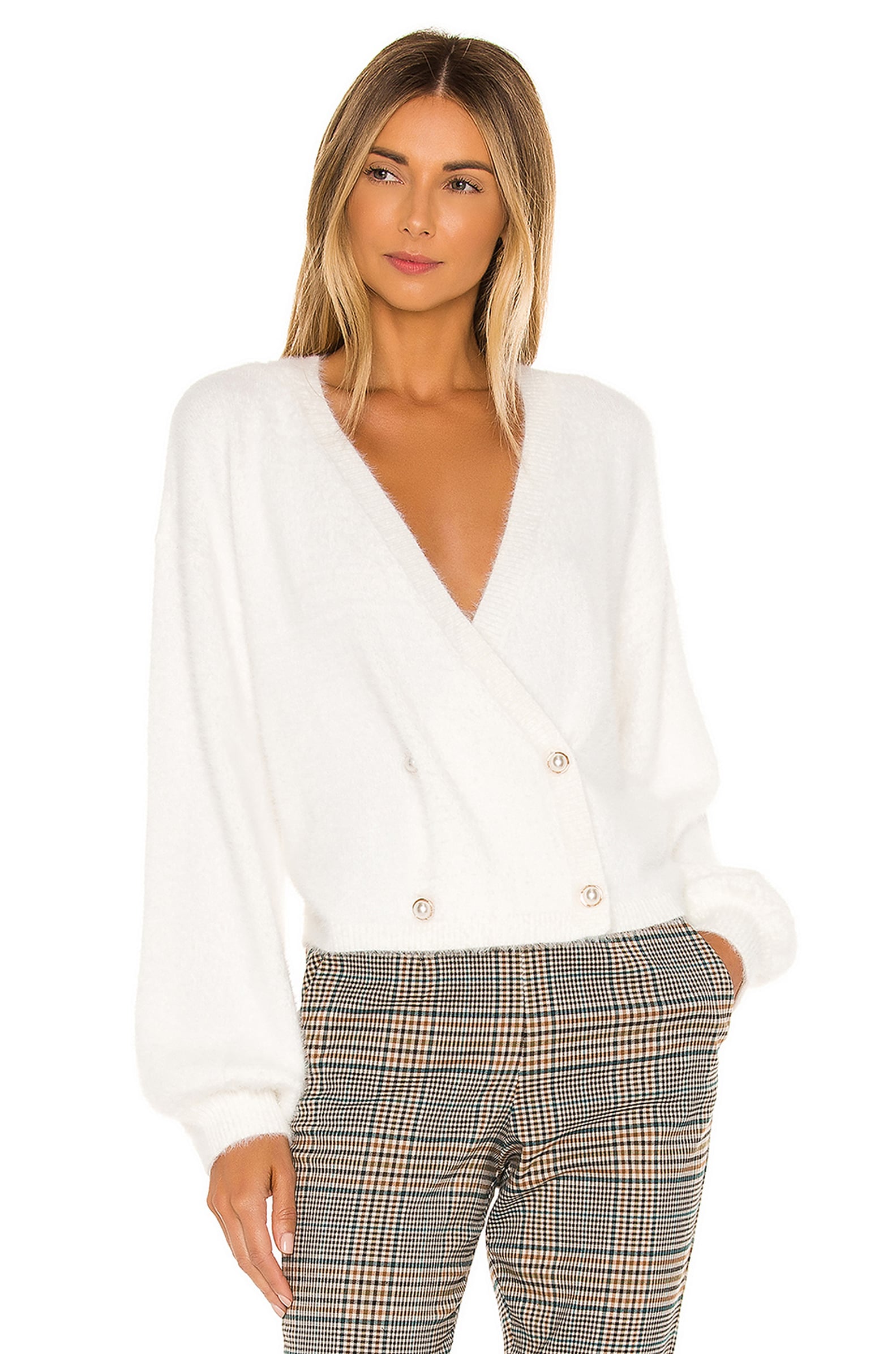 Hailey Baldwin's Fuzzy Cropped Cardigan Sweater | PS Fashion