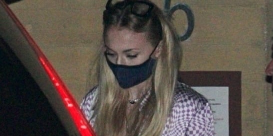 Sophie Turner's Purple Checkered Pajamas on Date Night | PS Fashion