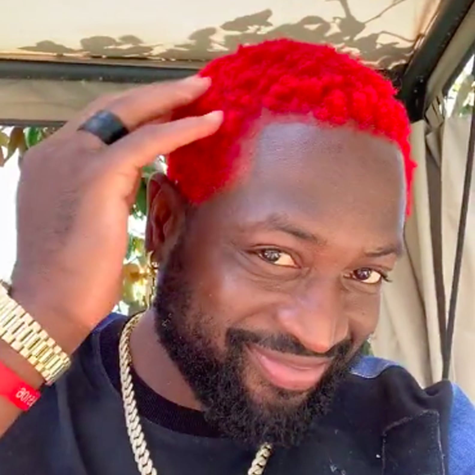 Dwyane Wade Debuts New Red Hair Color With Zaya | Photos | PS Beauty