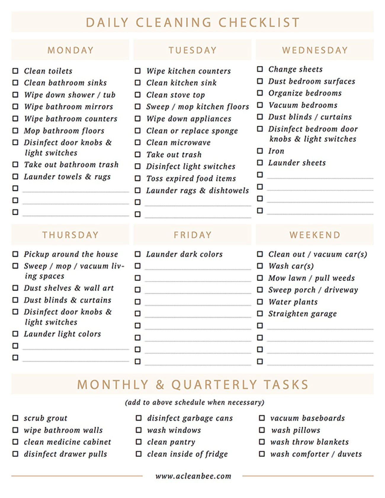 Free Cleaning Printables | PS Smart Living