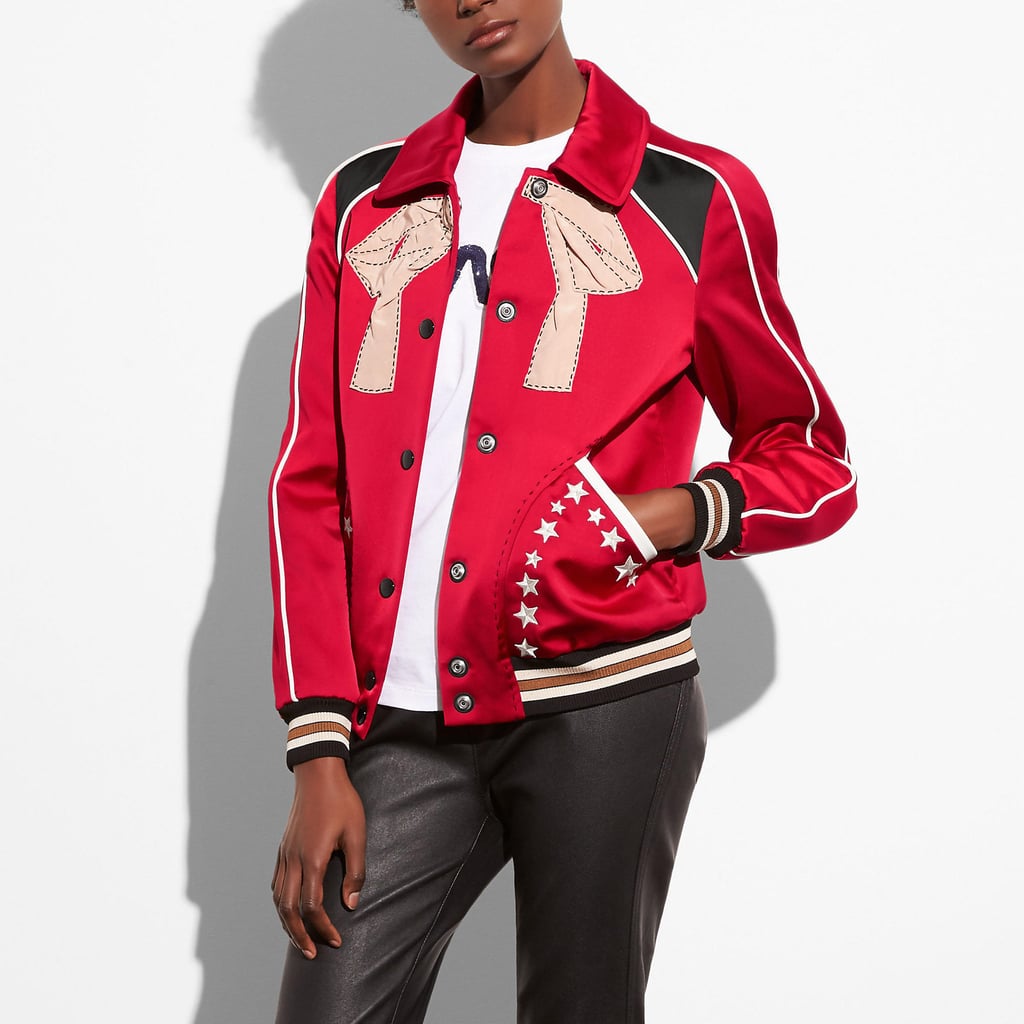 Selena Gomez Wearing Red Coach Varsity Jacket | POPSUGAR Fashion