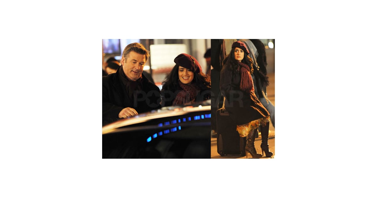 Salma Hayek and Alec Baldwin on 30 Rock Set