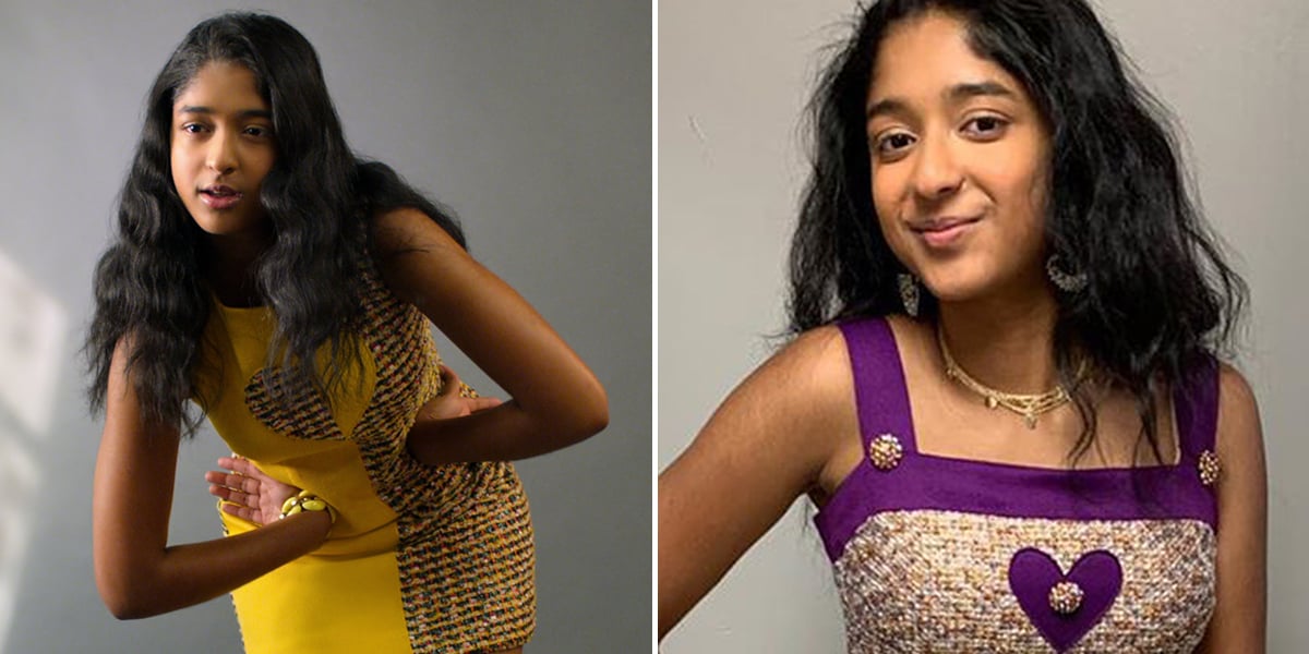 Never Have I Ever's Devi Models Heart Tweed Dress | PS Fashion