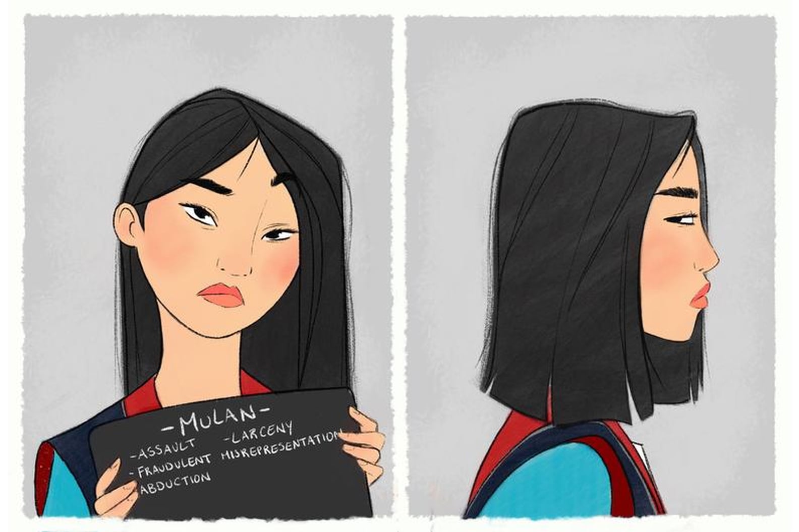 These Disney Princess Mugshot Drawings Are Pretty Dark | POPSUGAR Smart ...