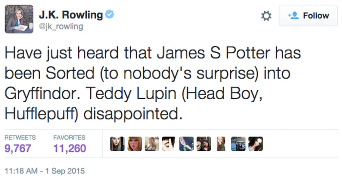 JK Rowling Tweets on James S. Potter's First Day at Hogwarts | PS ...