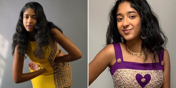 Never Have I Ever's Devi Models Heart Tweed Dress | POPSUGAR Fashion