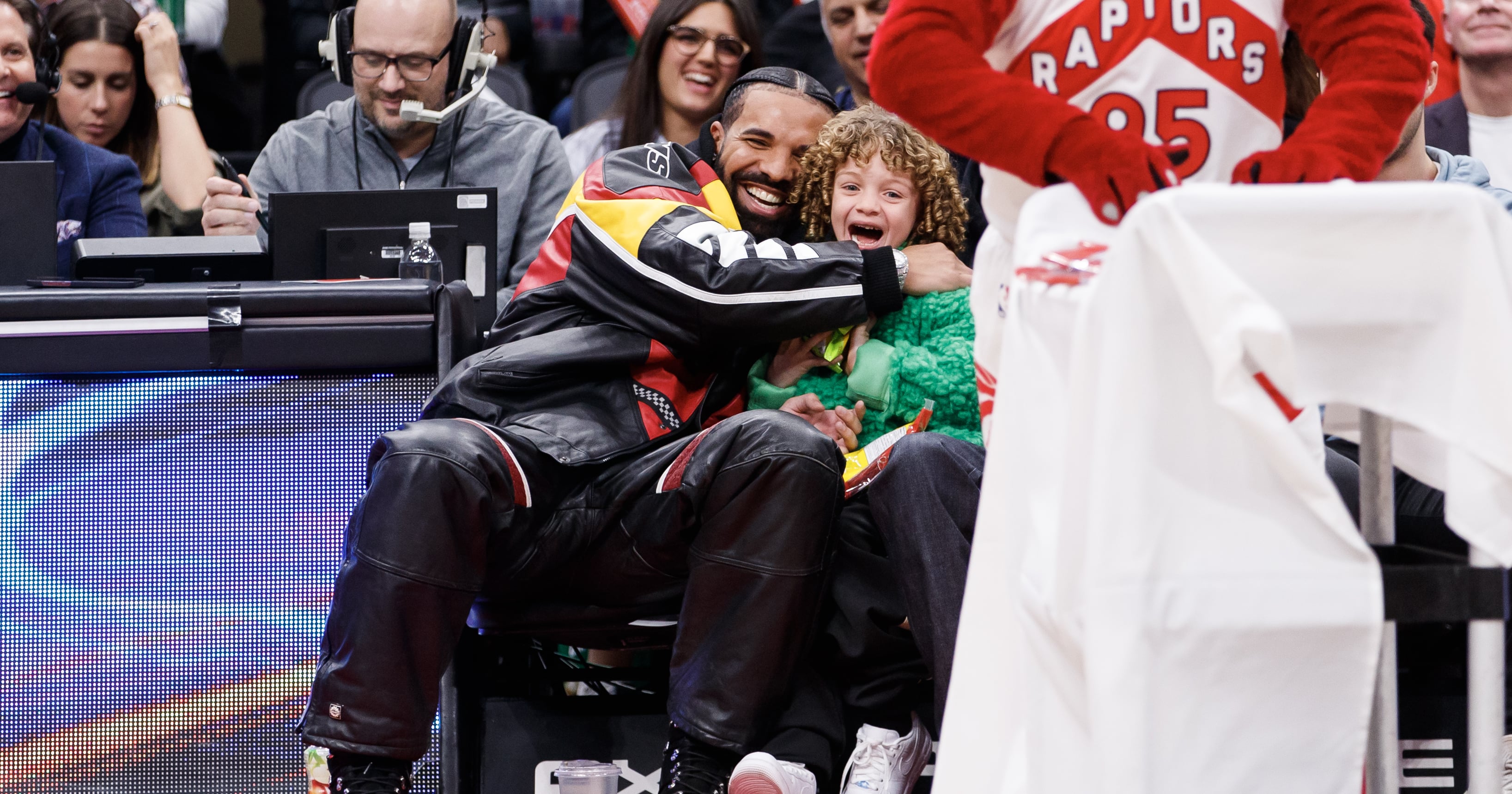 Drake and Adonis at a Toronto Raptors Game, Photos | POPSUGAR Celebrity