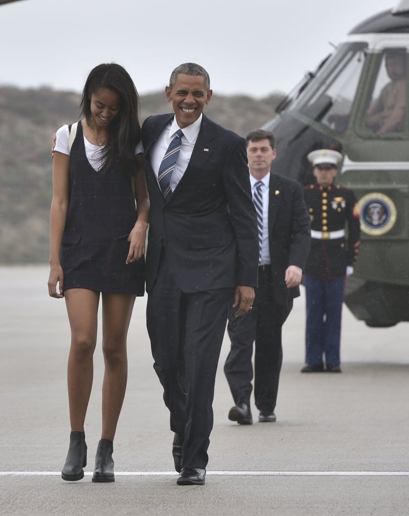 Malia Obama in Plaid Dress and Ankle Boots | April 2016 | POPSUGAR Fashion