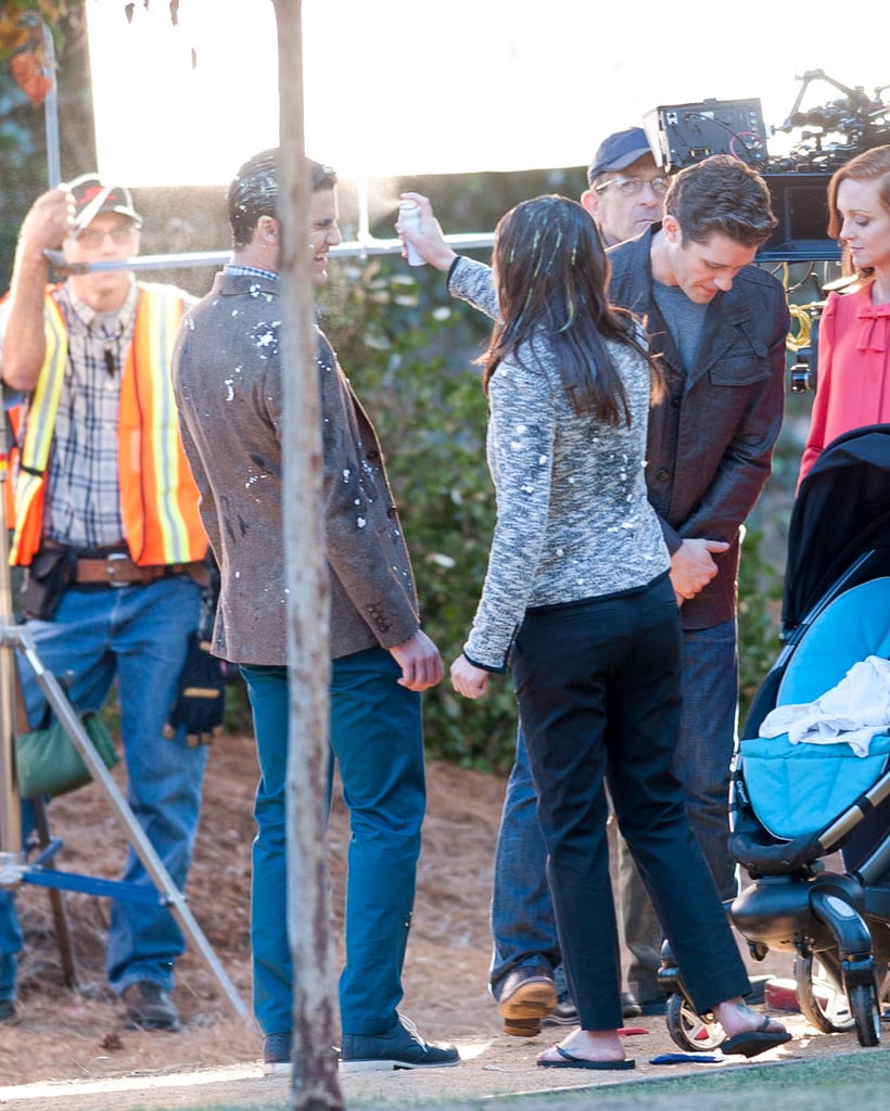 Lea Michele Getting Egged While Filming | Photos | POPSUGAR Entertainment