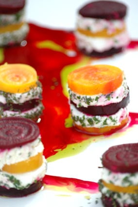Beet and Goat Cheese Napoleon with Toasted Hazelnuts and Citrus Shallot ...