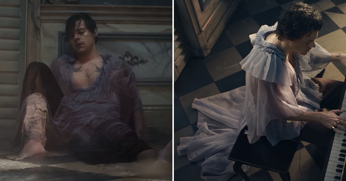 See Harry Styles's Lilac Gucci Dress in the "Falling" Video | PS Fashion