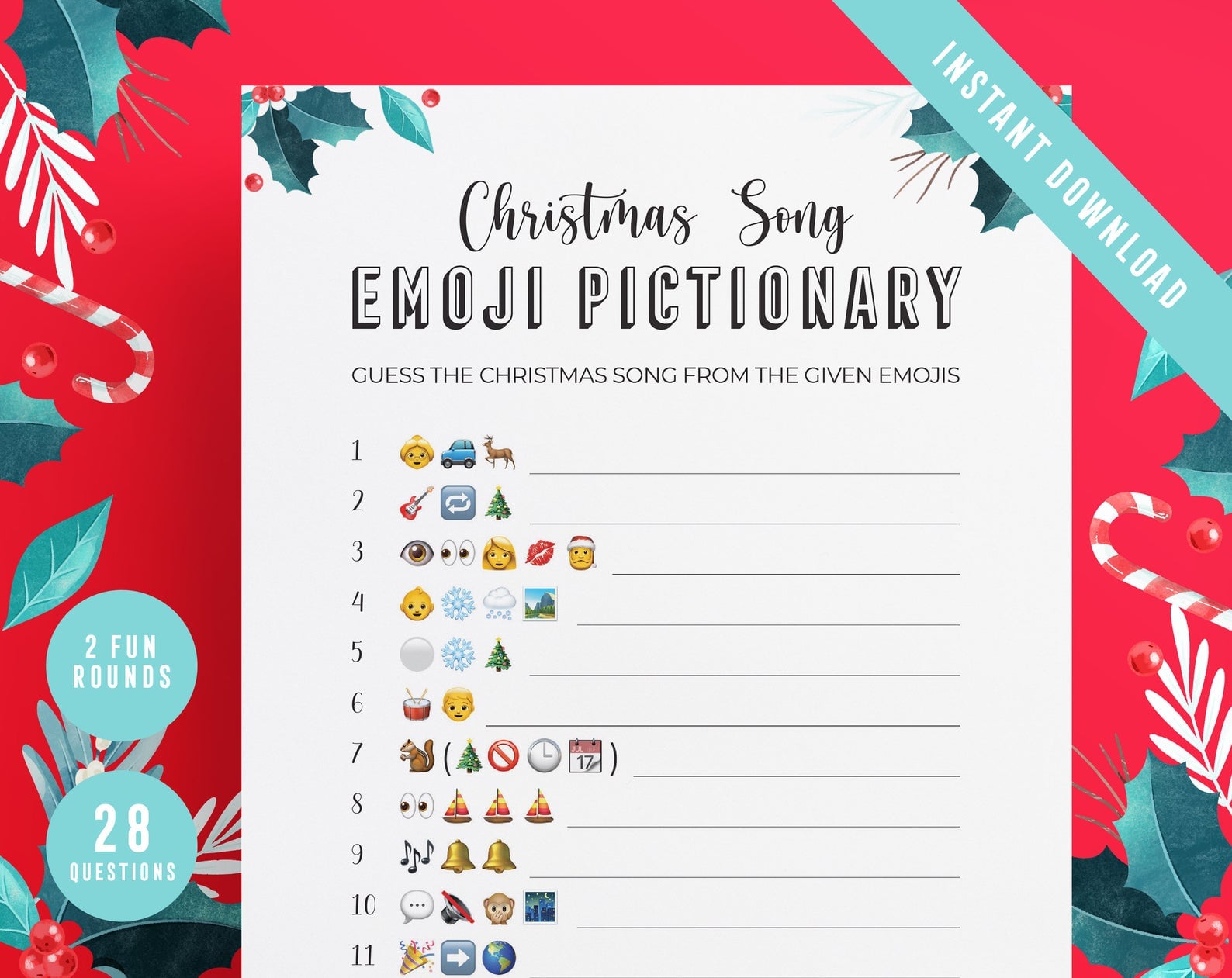 16 Christmas Carol Guessing Game 2021