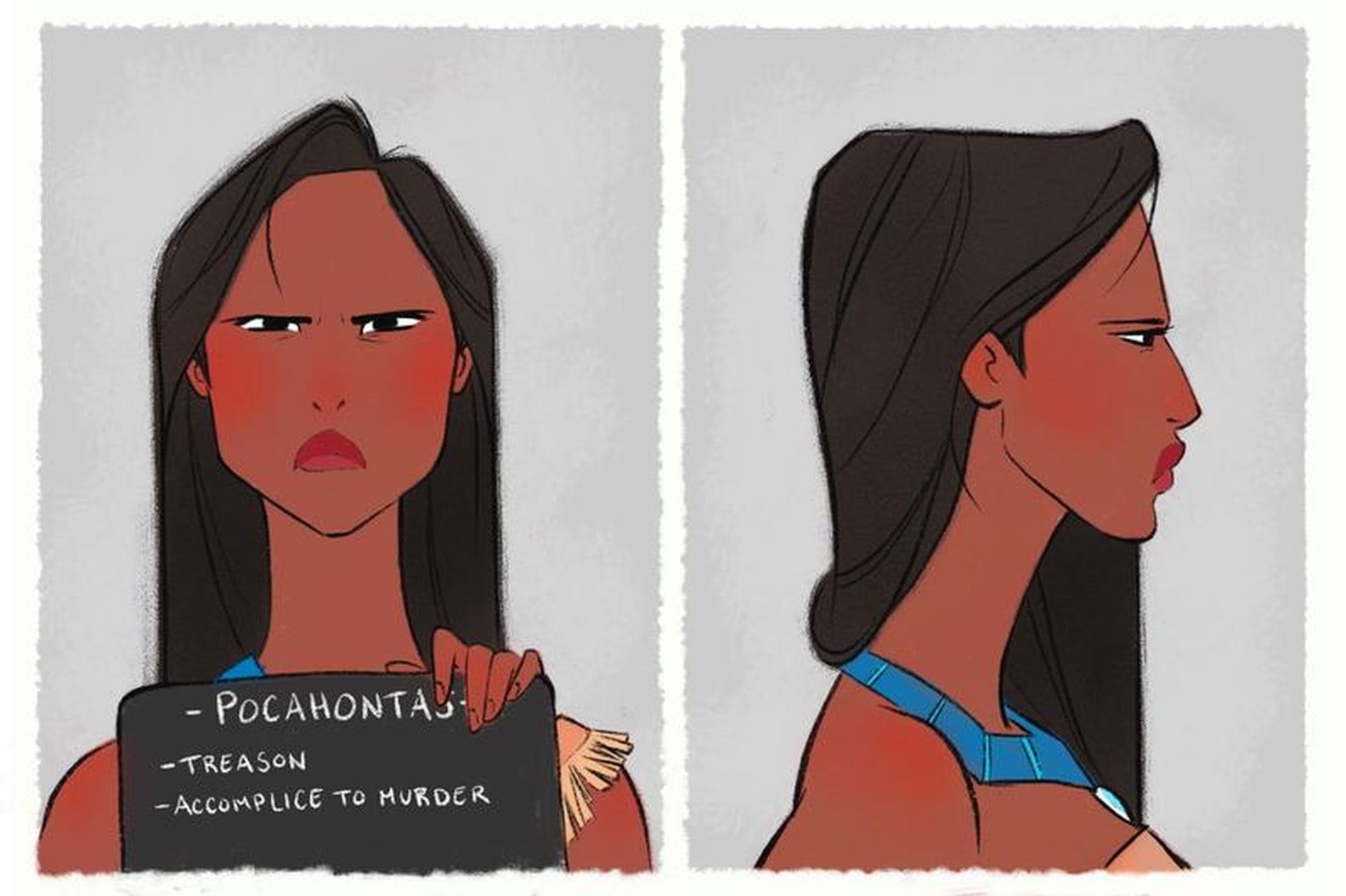 These Disney Princess Mugshot Drawings Are Pretty Dark | POPSUGAR Smart ...