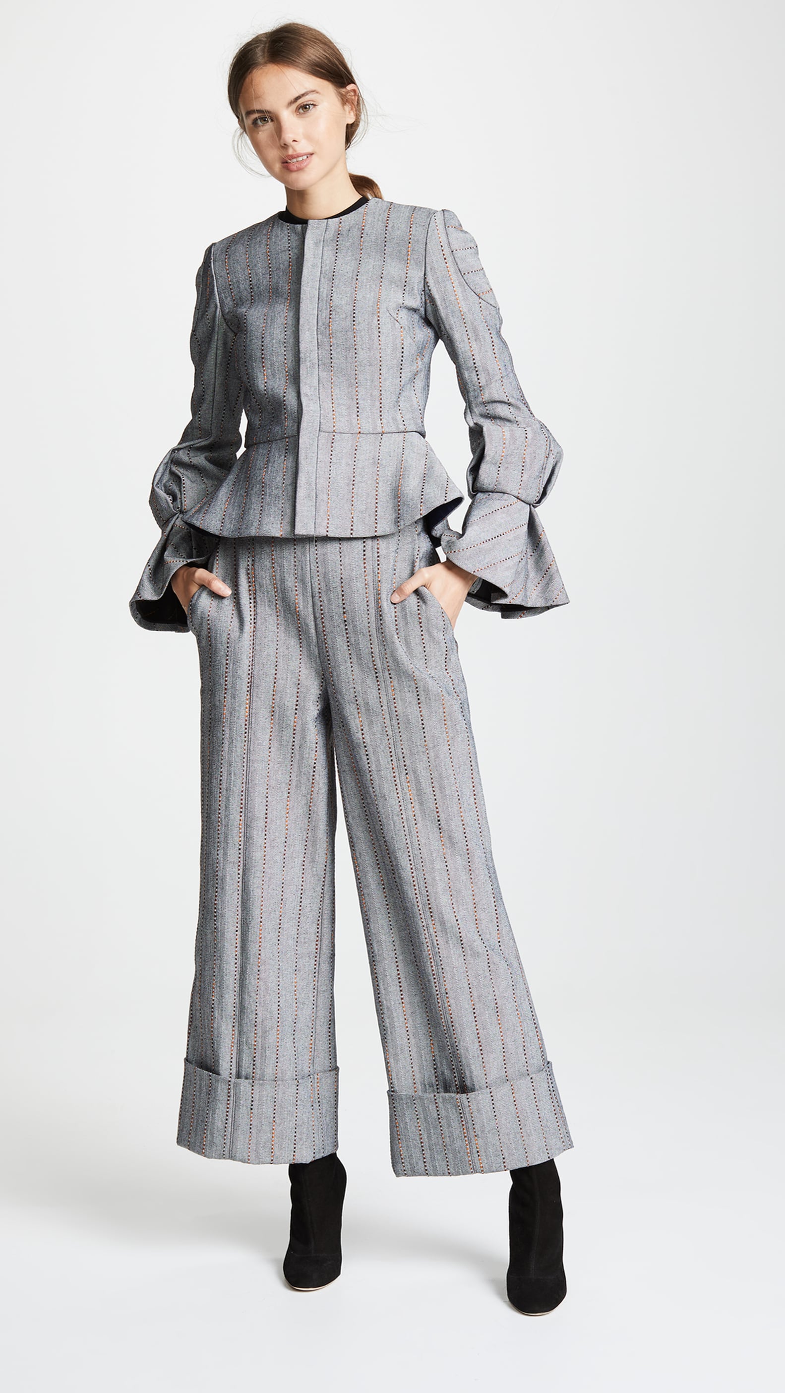 Victoria Beckham Gray Suit in London September 2018 | PS Fashion