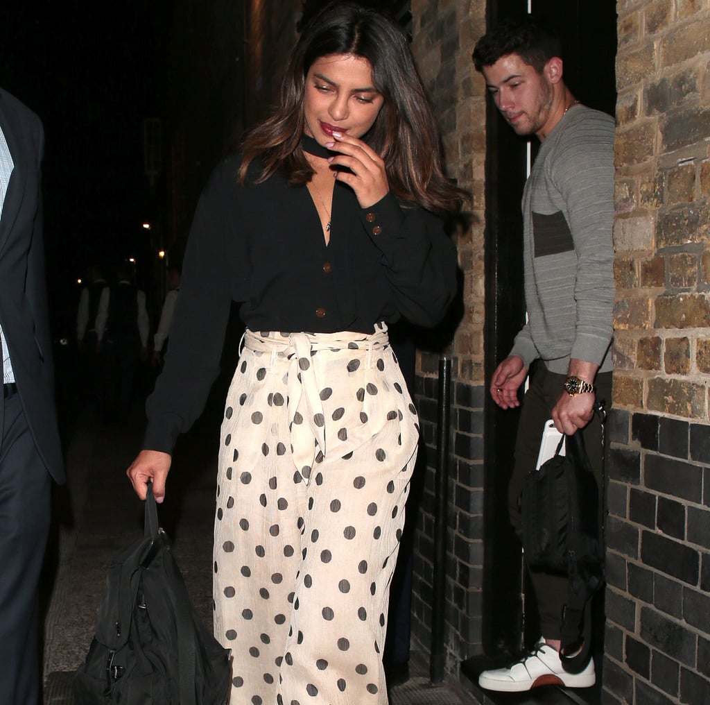 Priyanka Chopra in Polka-Dot Pants With Nick Jonas | POPSUGAR Fashion