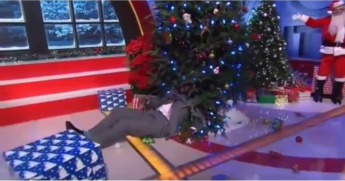 Shaq Getting Shoved Into a Christmas Tree | Video | POPSUGAR Celebrity