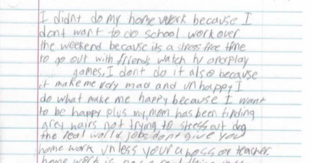 Boy Writes Paper About Not Doing Homework | PS Family