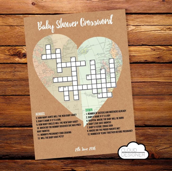 Printable Baby Shower Crossword Puzzle Printable Baby Shower Games 