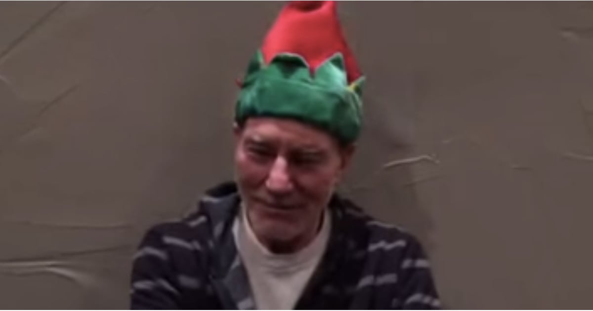 Patrick Stewart Wears a Dancing Christmas Hat 2014 | POPSUGAR Celebrity