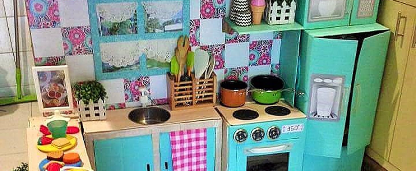 DIY Cardboard Play Kitchen For Kids | POPSUGAR Family
