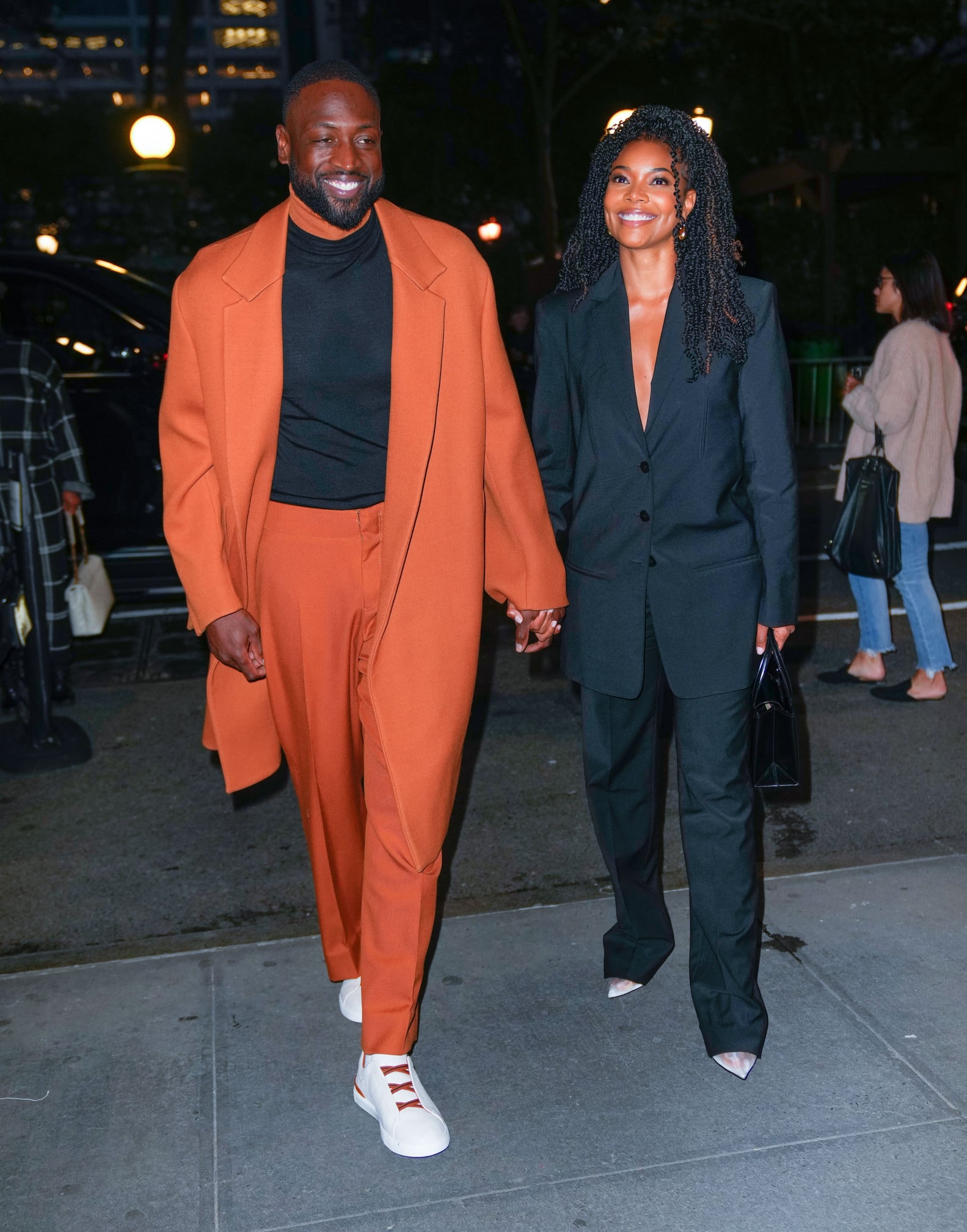 Gabrielle Union and Dwyane Wade Matching Pantsuits in NYC | PS Fashion