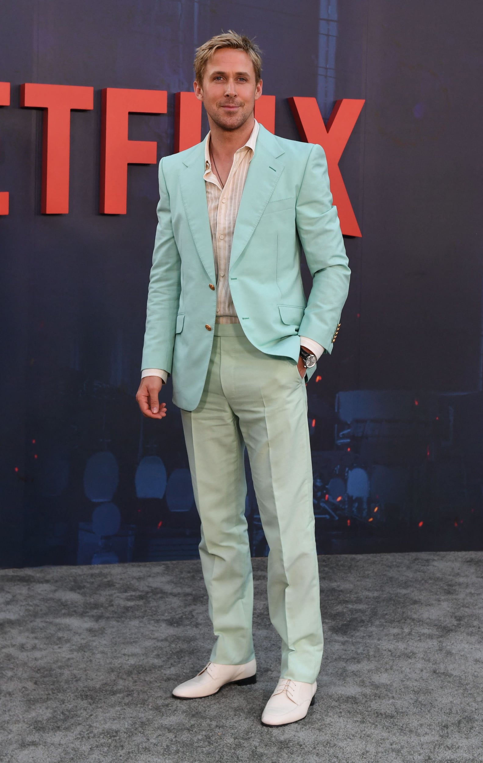 Ryan Gosling Wears Mint Gucci Suit to The Gray Man Premiere | PS Fashion