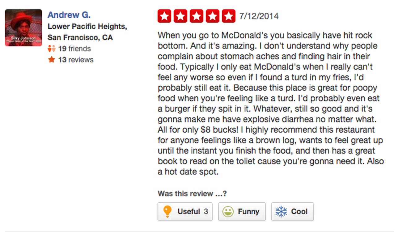 Funny Yelp Mcdonalds Reviews Popsugar Tech