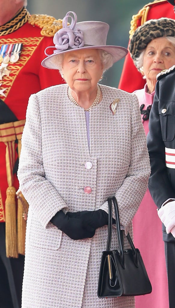 Queen Elizabeth Wearing Purple Tweed Coat | POPSUGAR Fashion