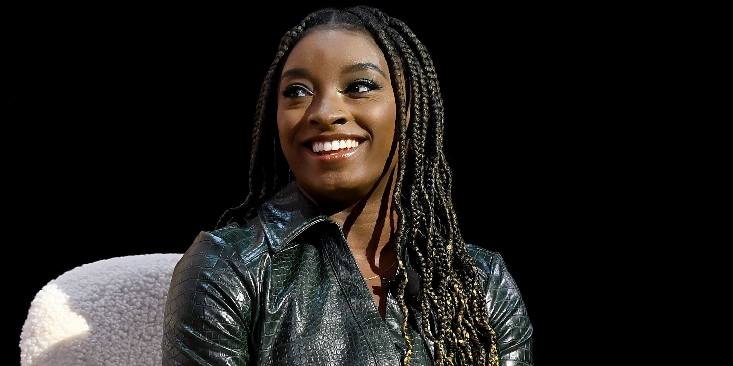 Simone Biles Wears a Mint-Green Halter With Cheer Cast | PS Fashion
